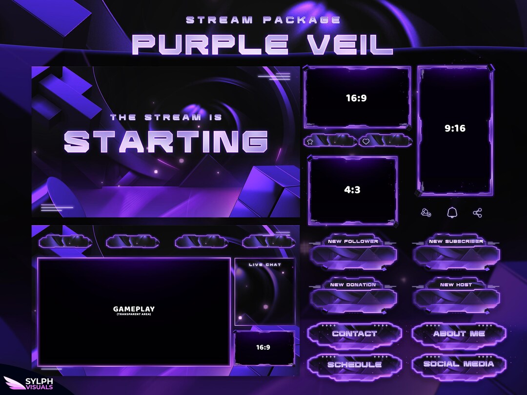 Purple Veil - Twitch Overlay - Animated Alerts - Animated Screens ...