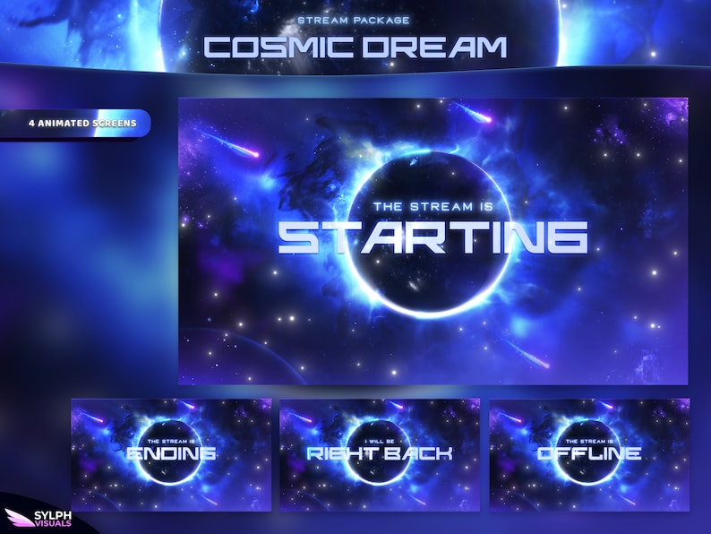Cosmic Dream Twitch Overlay Animated Alerts Animated Screens Cosmic ...