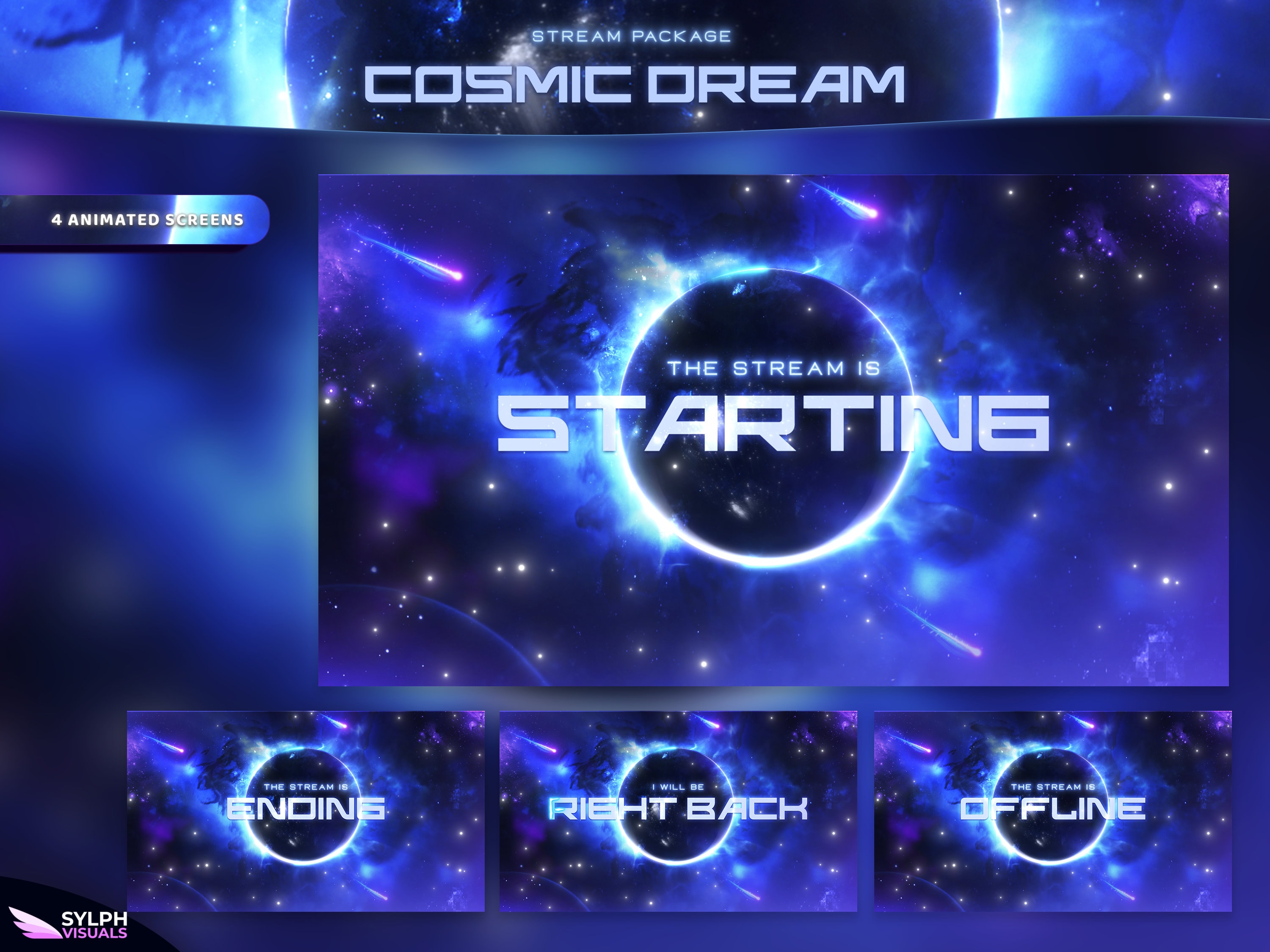 Cosmic Dream Twitch Overlay Animated Alerts Animated Screens Cosmic ...