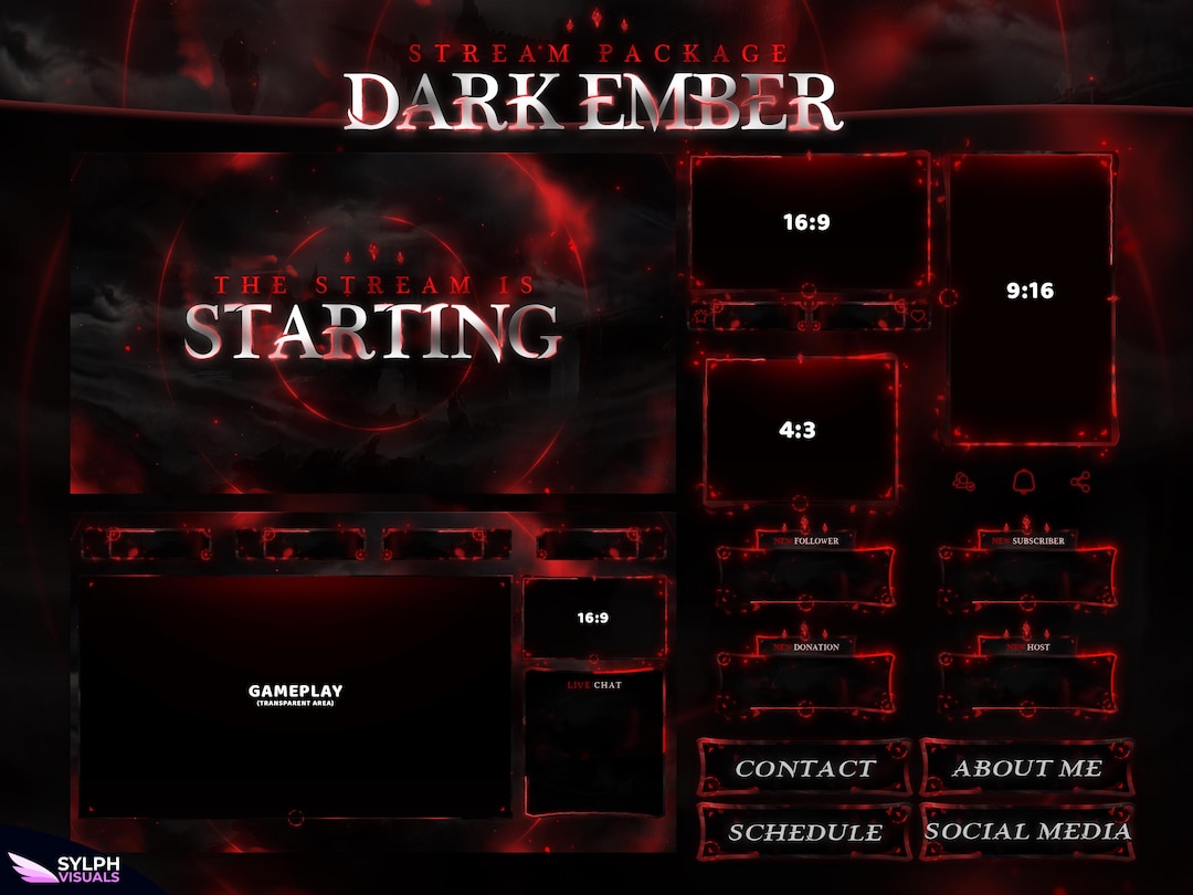 Dark Ember- Twitch Overlay - Animated Alerts - Animated Screens - Red ...