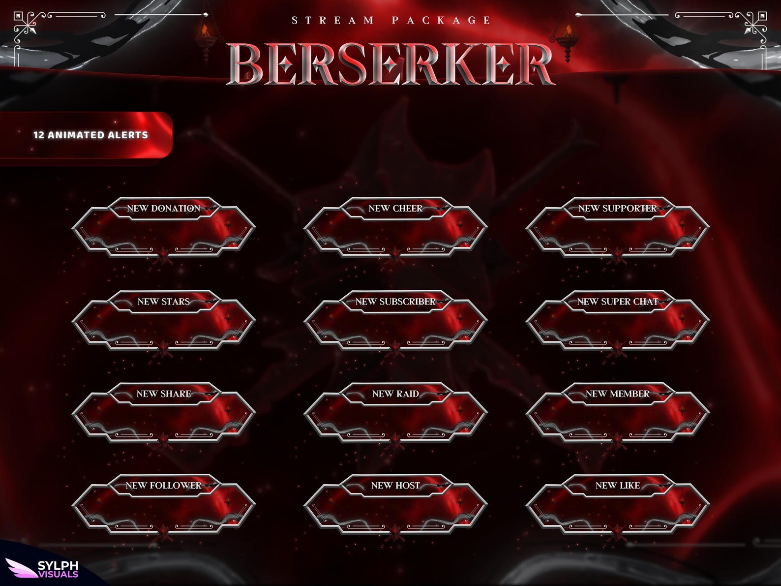 Berserker - Twitch Overlay - Animated Alerts - Animated Screens - Red ...
