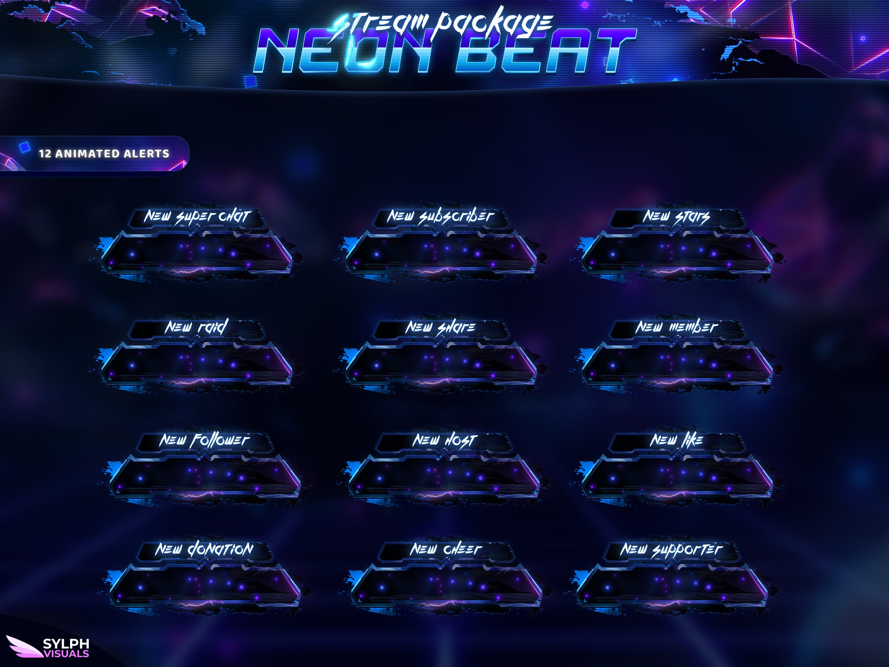 Neon Beat - Twitch Overlay - Animated Alerts - Animated Screens - Neon ...