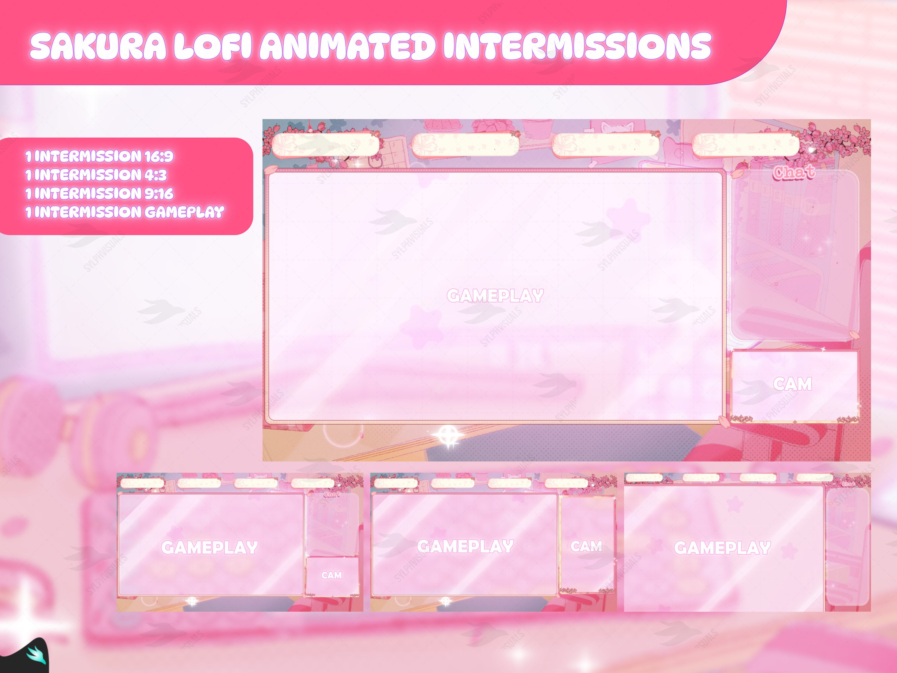 Stream Package Sakura Lofi Twitch Overlay Animated Alerts - Etsy
