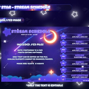 Night Star Stream Schedule | Schedule Twitch Template | Weekly Twitch ...
