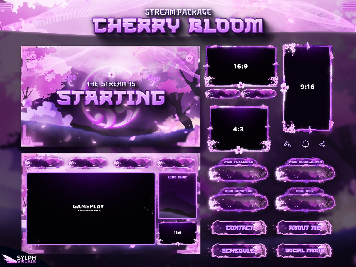 Cherry Bloom - Twitch Overlay - Animated Alerts - Animated Screens ...