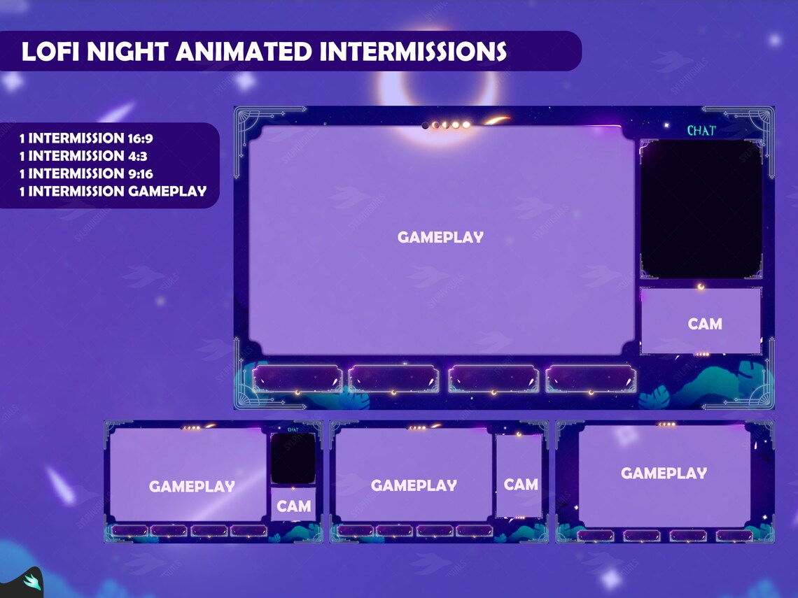 Stream Package Lofi Night - Twitch Overlay - Animated Alerts - Animated ...