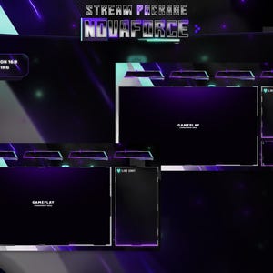 Novaforce - Twitch Overlay - Animated Alerts - Animated Screens - Purple Overlay - Stream Pack ...