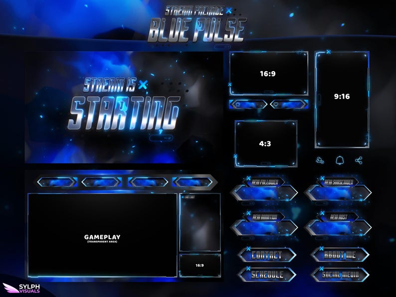 Blue Pulse - Twitch Overlay - Animated Alerts - Animated Screens - Blue ...