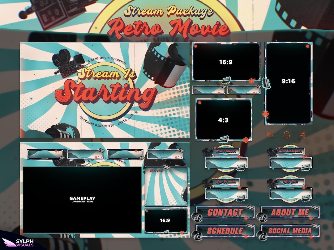 Retro Movie - Twitch Overlay - Animated Alerts - Animated Screens ...