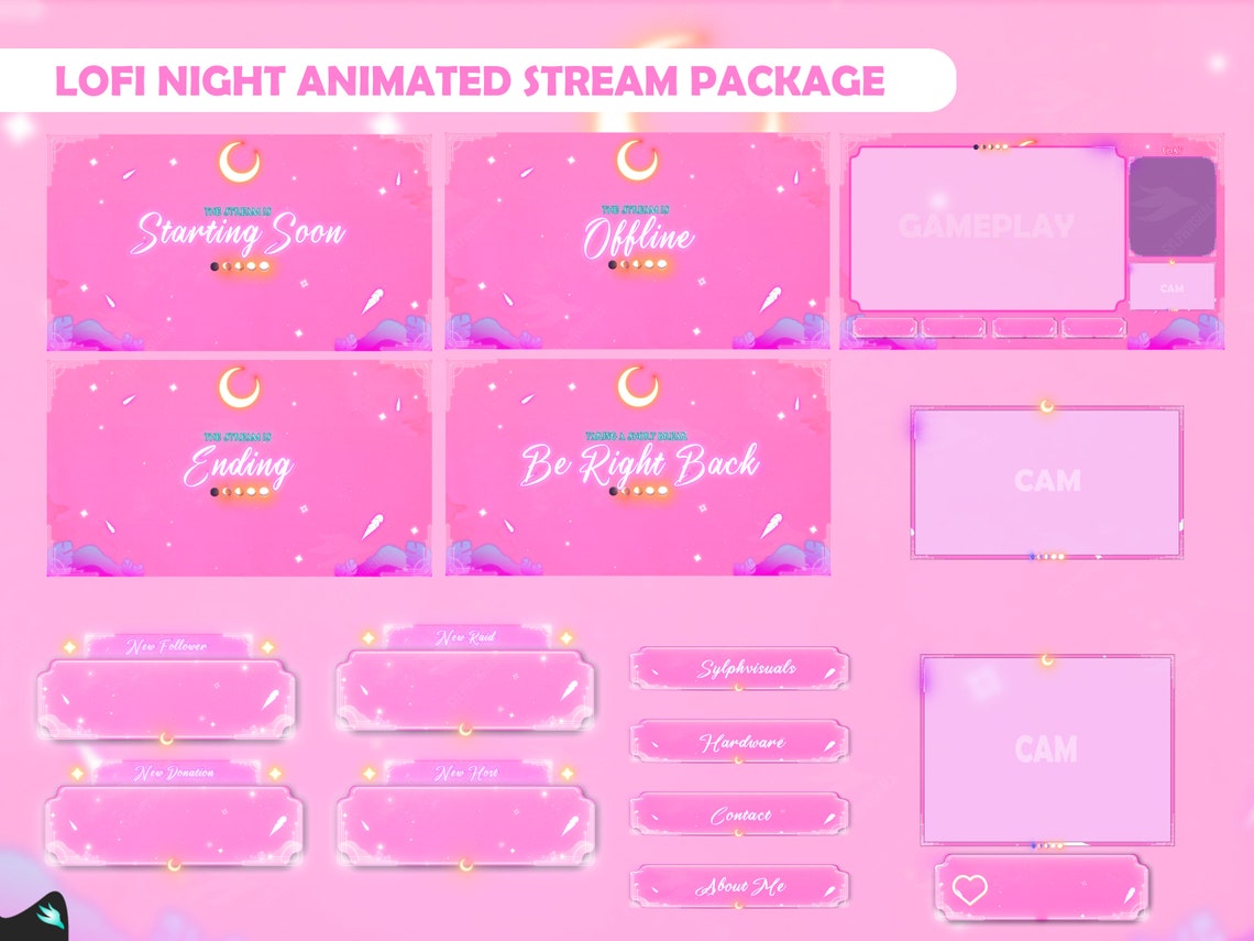 Stream Package Lofi Night Twitch Overlay Animated Alerts - Etsy