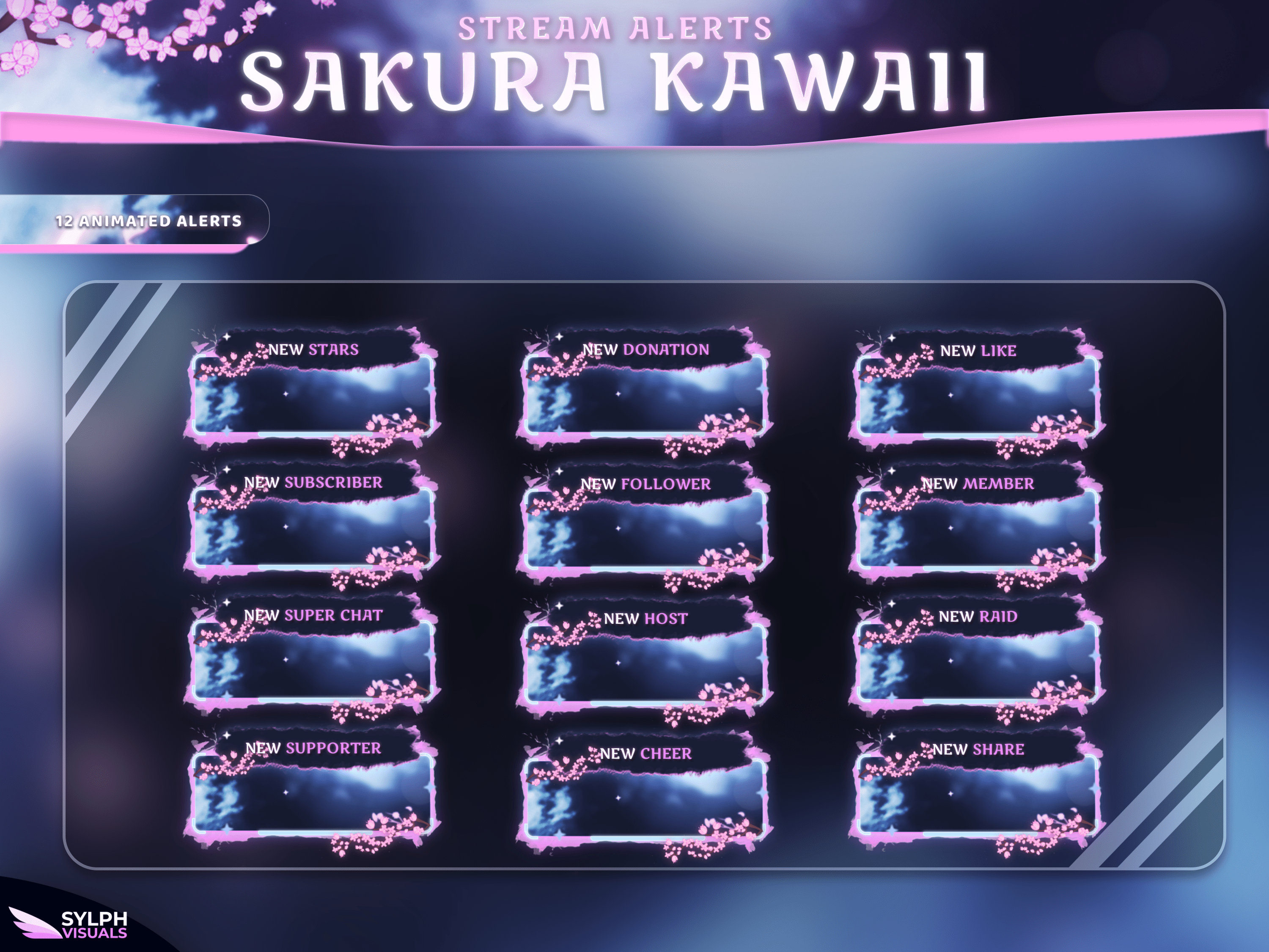 Stream Package Sakura Kawaii - Twitch Overlay - Animated Alerts ...