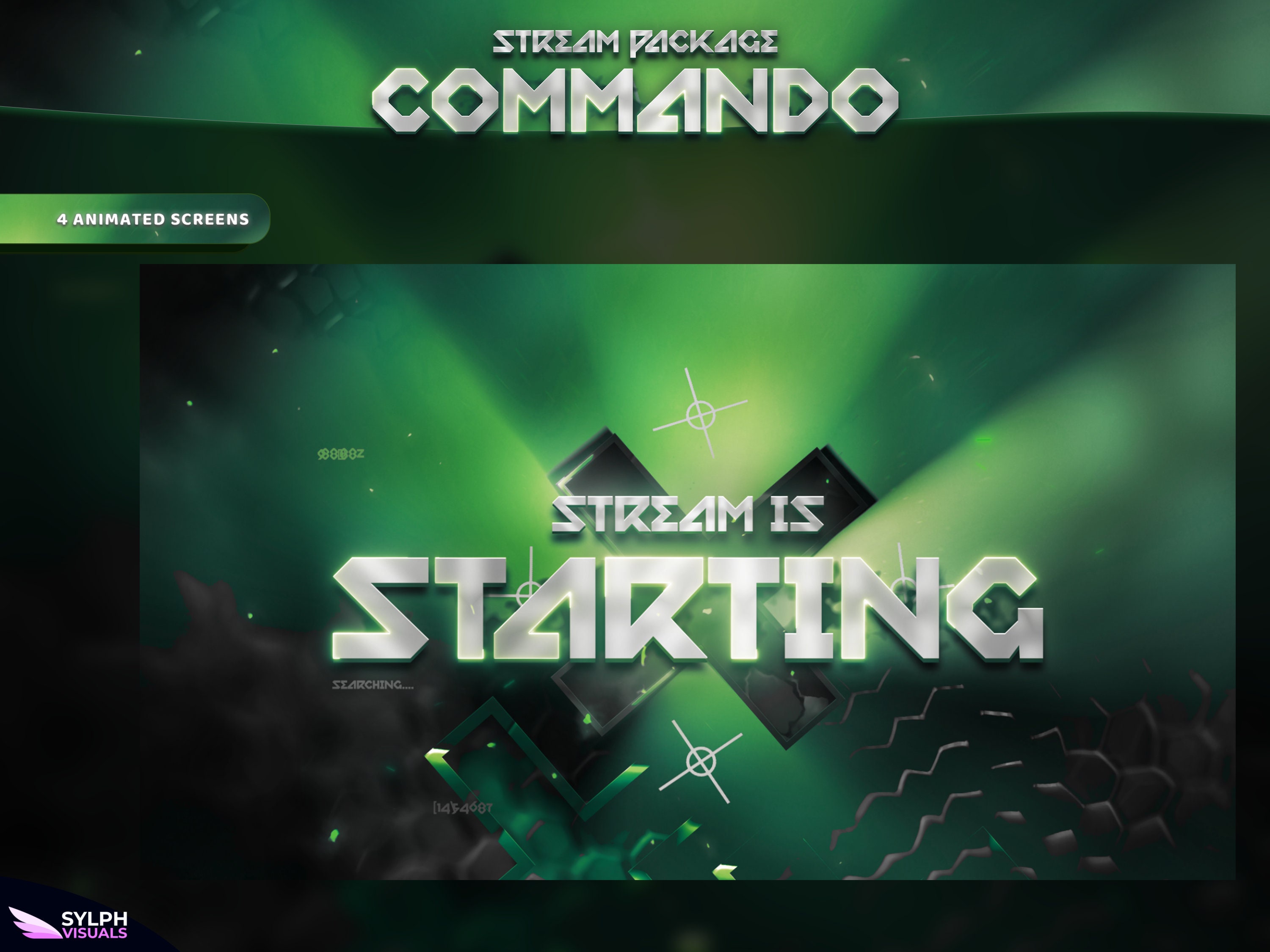 Commando Twitch Overlay Animated Alerts Animated Screens Green Overlay ...