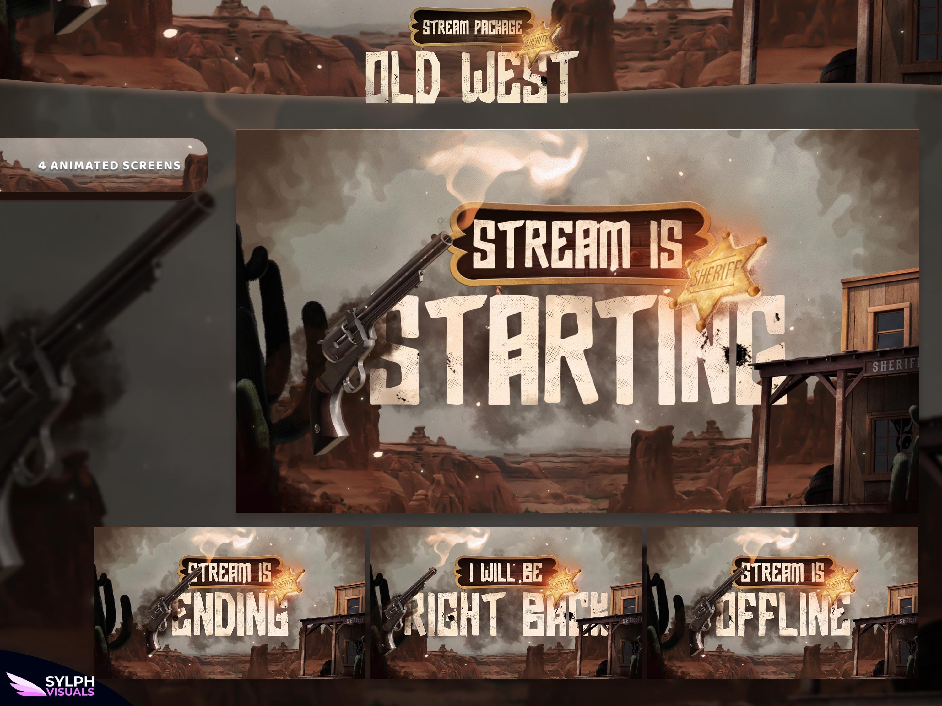 Old West - Twitch Overlay - Animated Alerts - Animated Screens - Gun ...