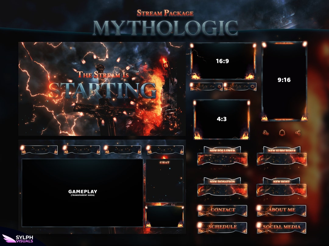 Mythologic - Twitch Overlay - Animated Alerts - Animated Screens - Orange Overlay - Stream Pack ...