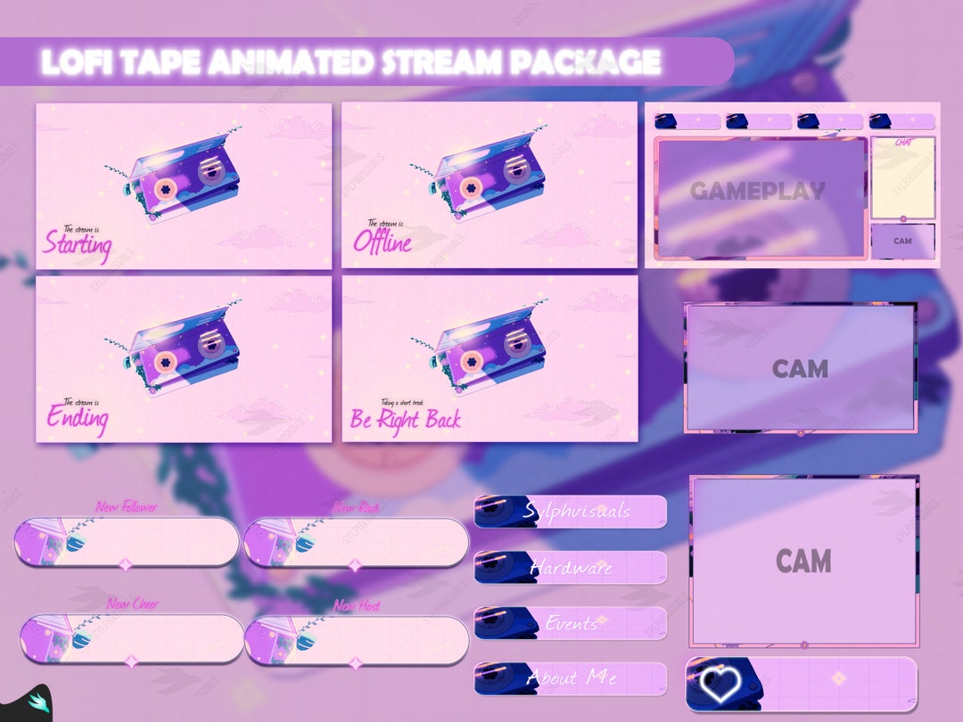 Stream Package Lofi Tape - Twitch Overlay - Animated Alerts - Animated ...