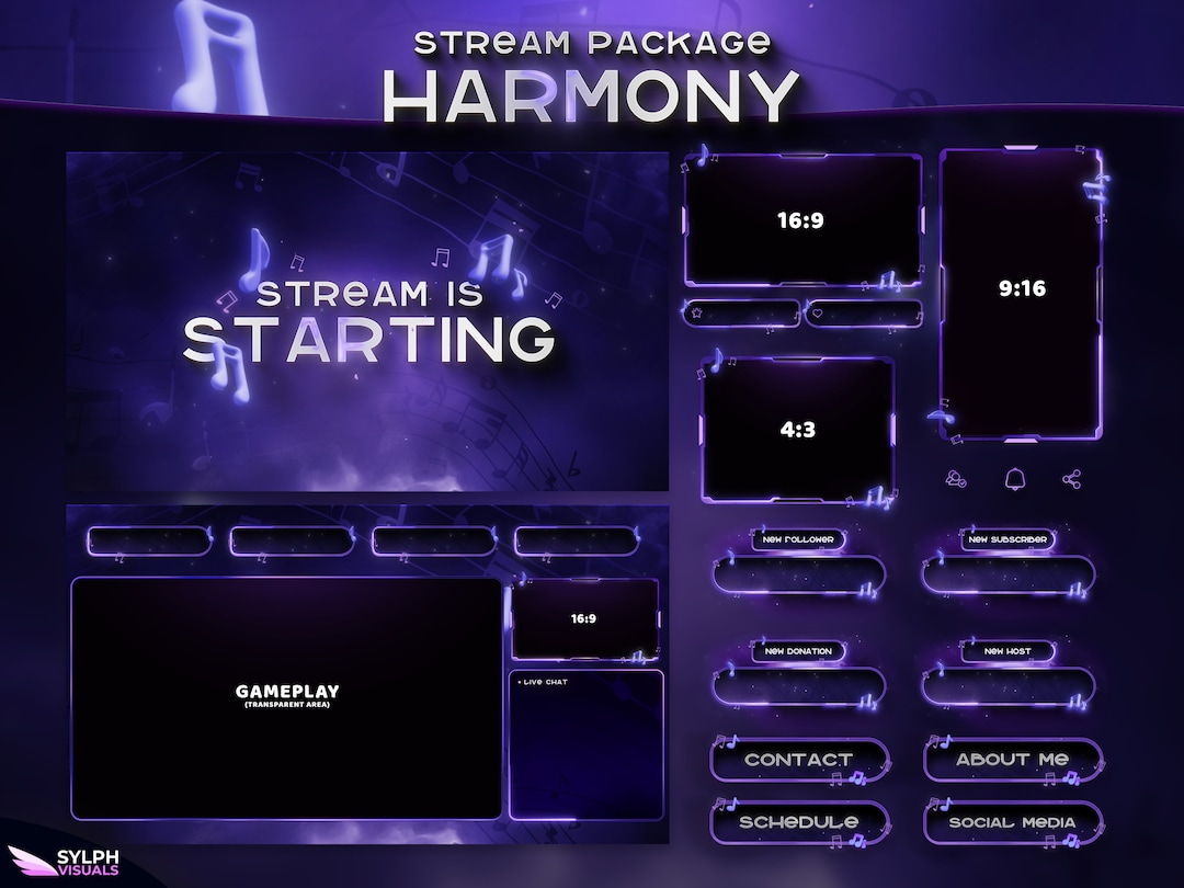 Harmony - Twitch Overlay - Animated Alerts - Animated Screens - Music ...