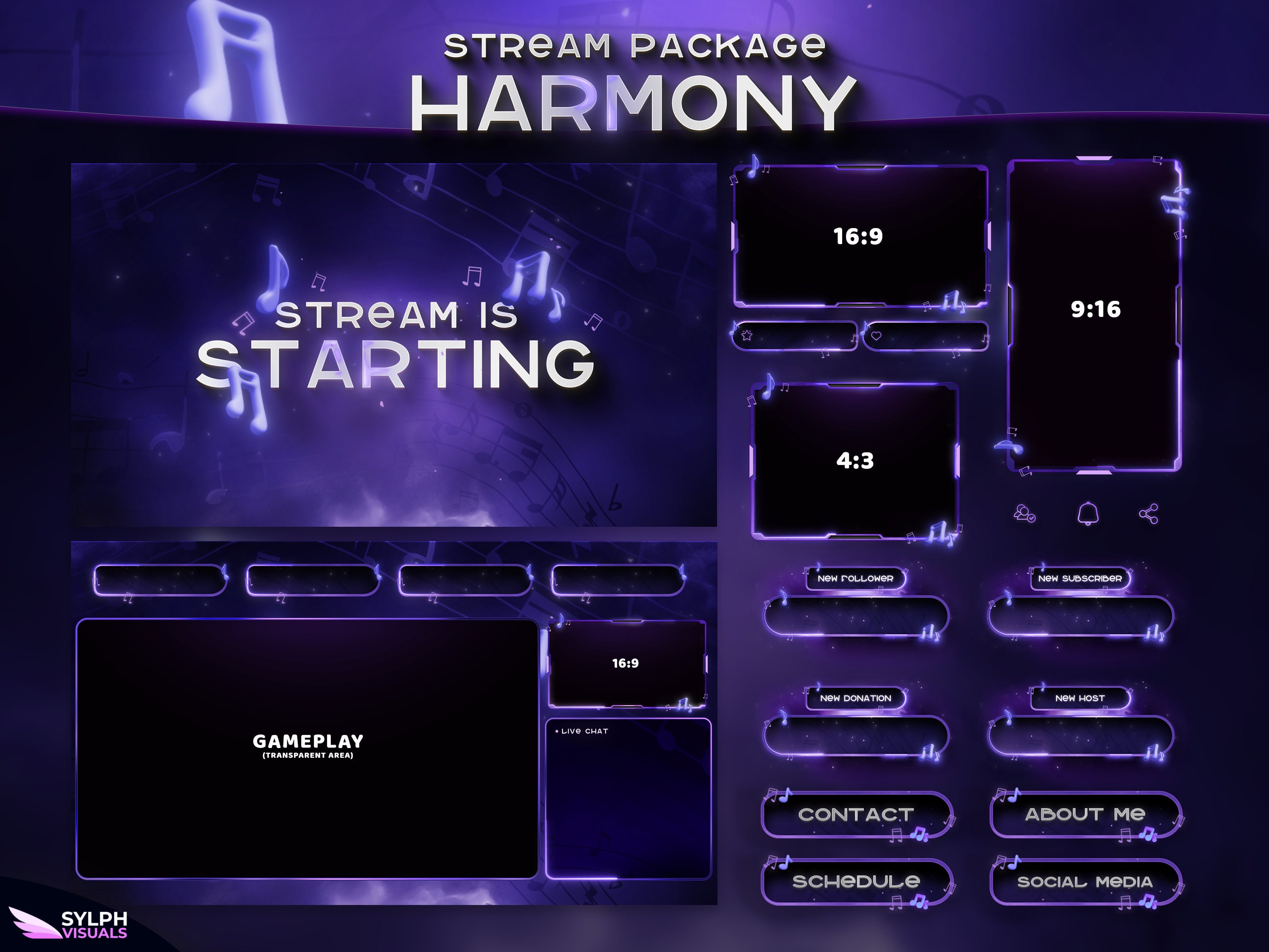 Harmony - Twitch Overlay - Animated Alerts - Animated Screens - Music ...