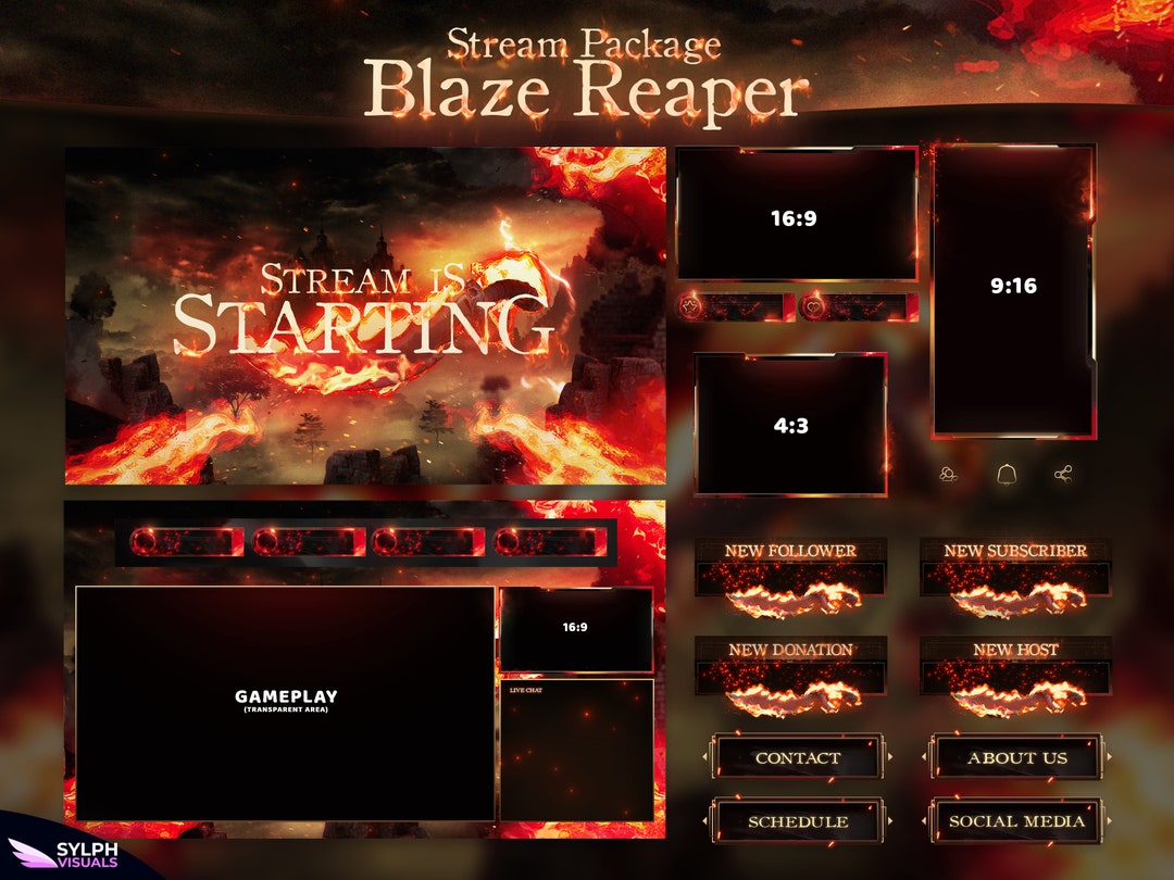 Blaze Reaper - Twitch Overlay - Animated Alerts - Animated Screens - Dark - Stream Pack - Fire ...