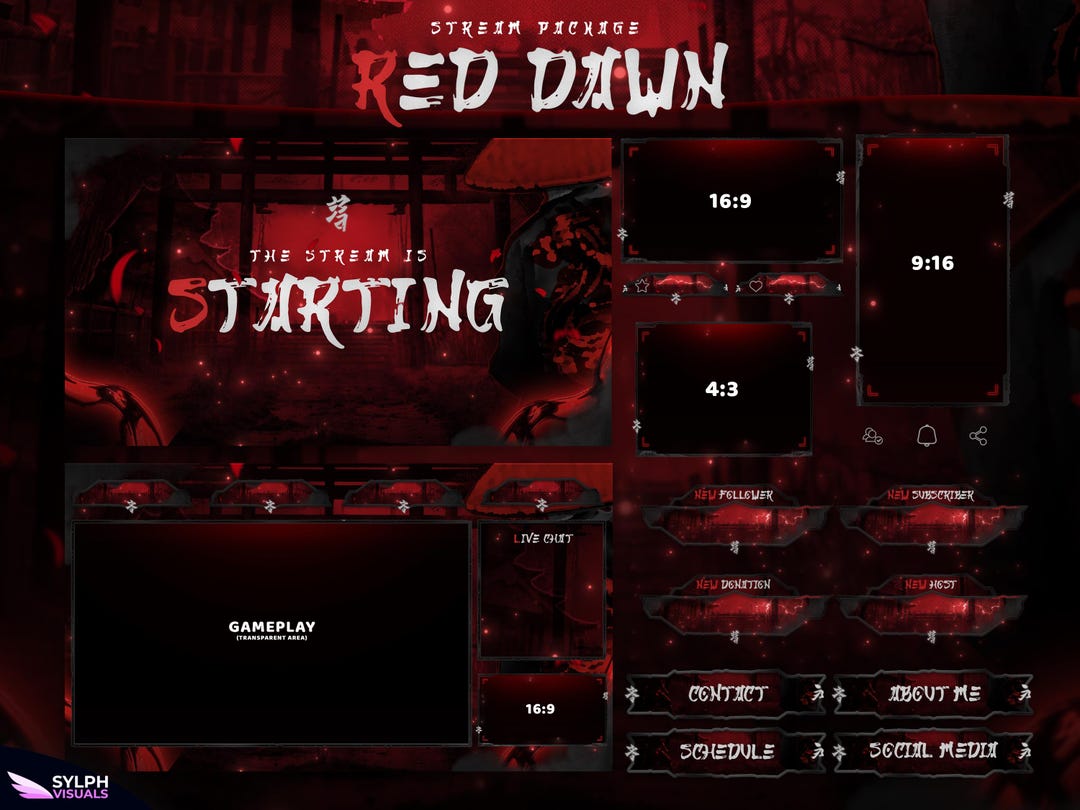 Red Dawn - Twitch Overlay - Animated Alerts - Animated Screens - Red ...