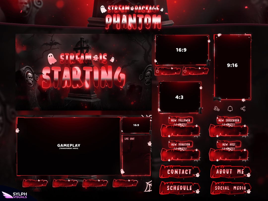 Phantom Twitch Overlay - Animated Alerts - Animated Screens - Dark ...