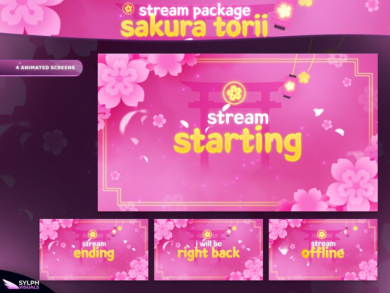 Stream Package Sakura Torii - Twitch Overlay - Animated Alerts ...