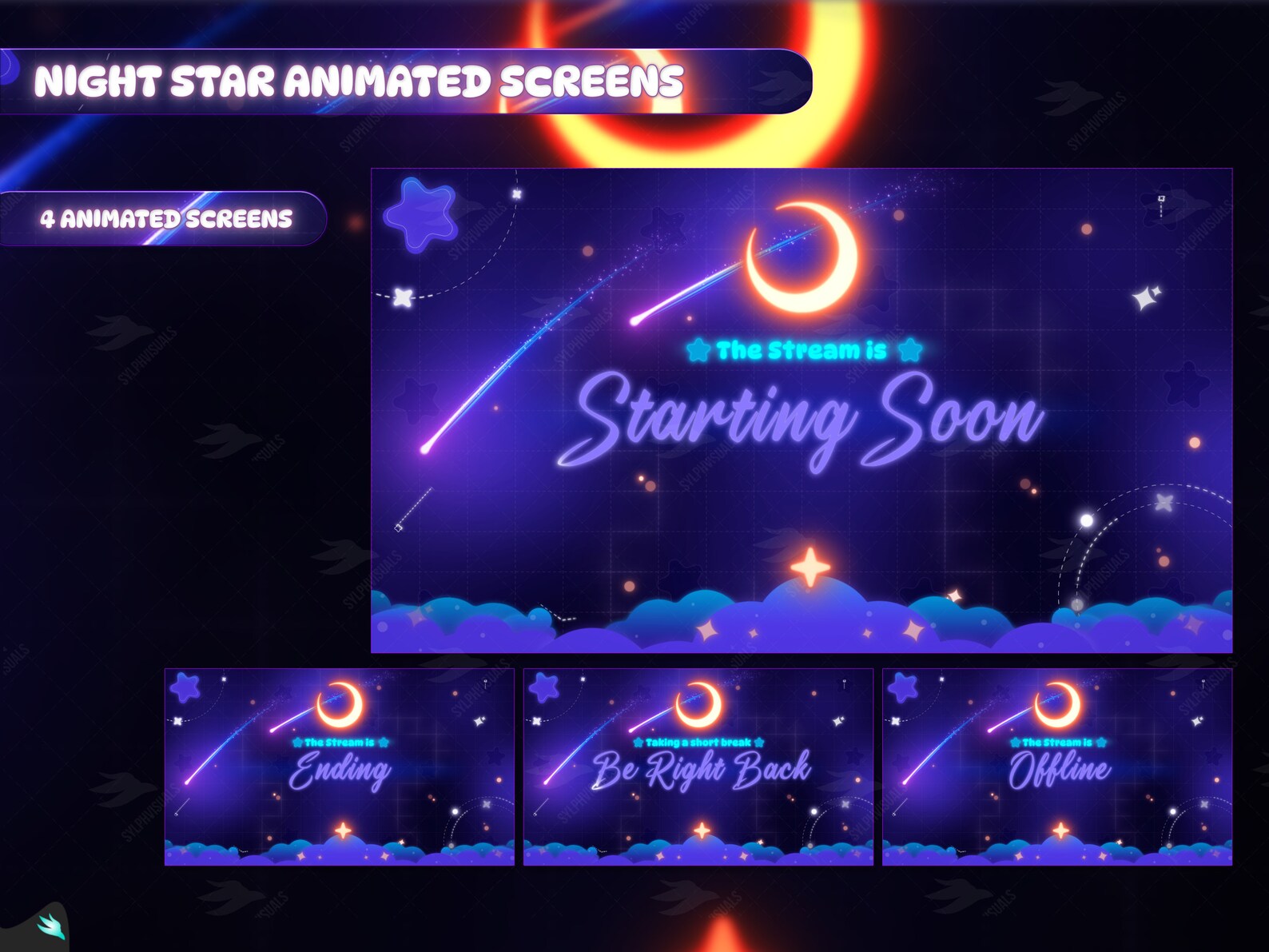 Stream Package Night Star Twitch Overlay Animated Alerts - Etsy