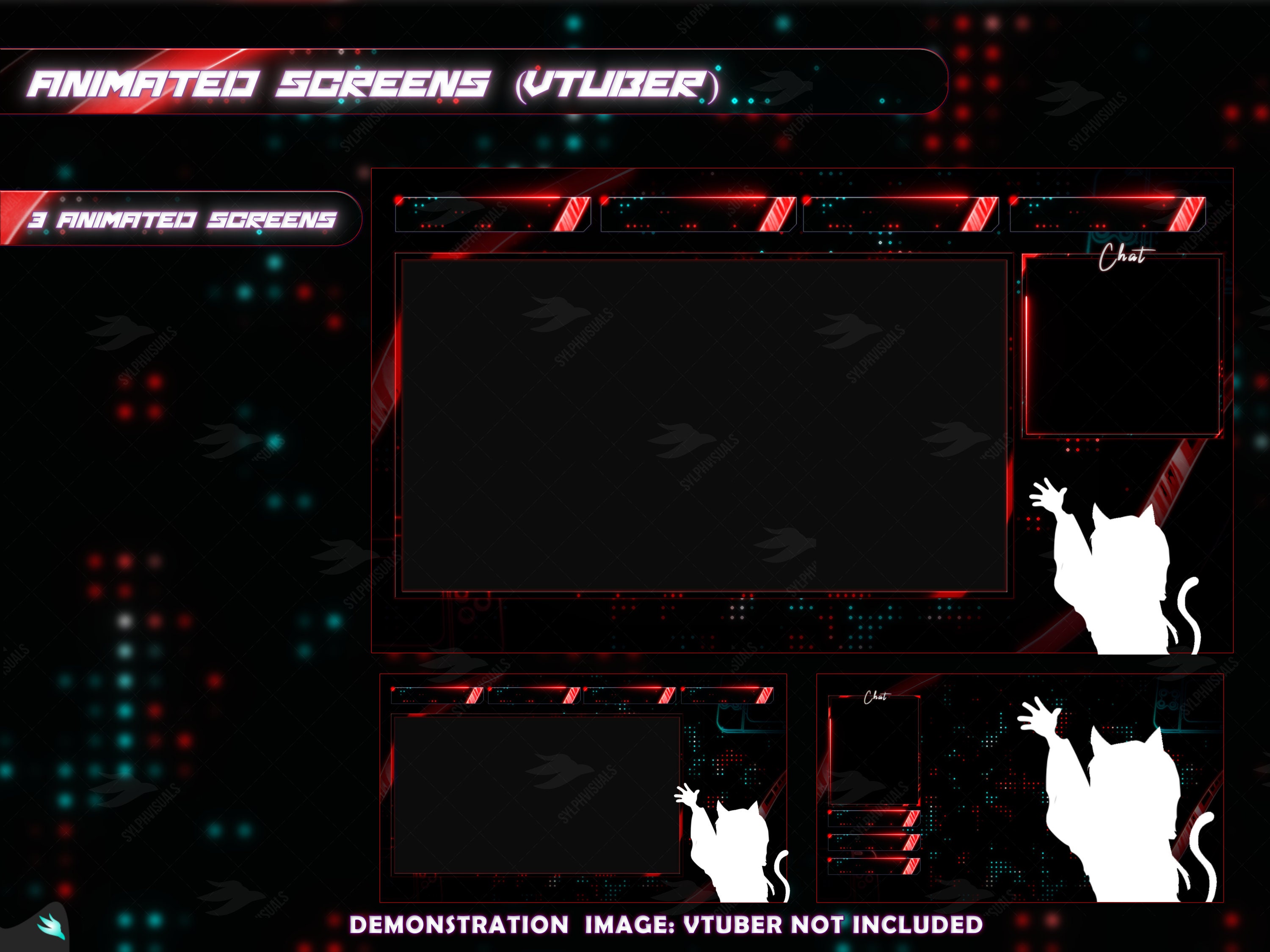 Stream Package Shine Neon Red Twitch Overlay Animated - Etsy