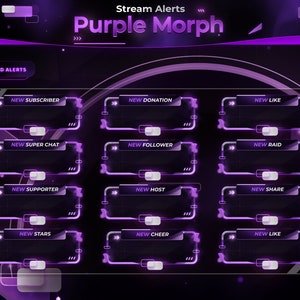 Twitch Animated Alerts - Purple Morph - Animated Alerts - Dark Alerts ...