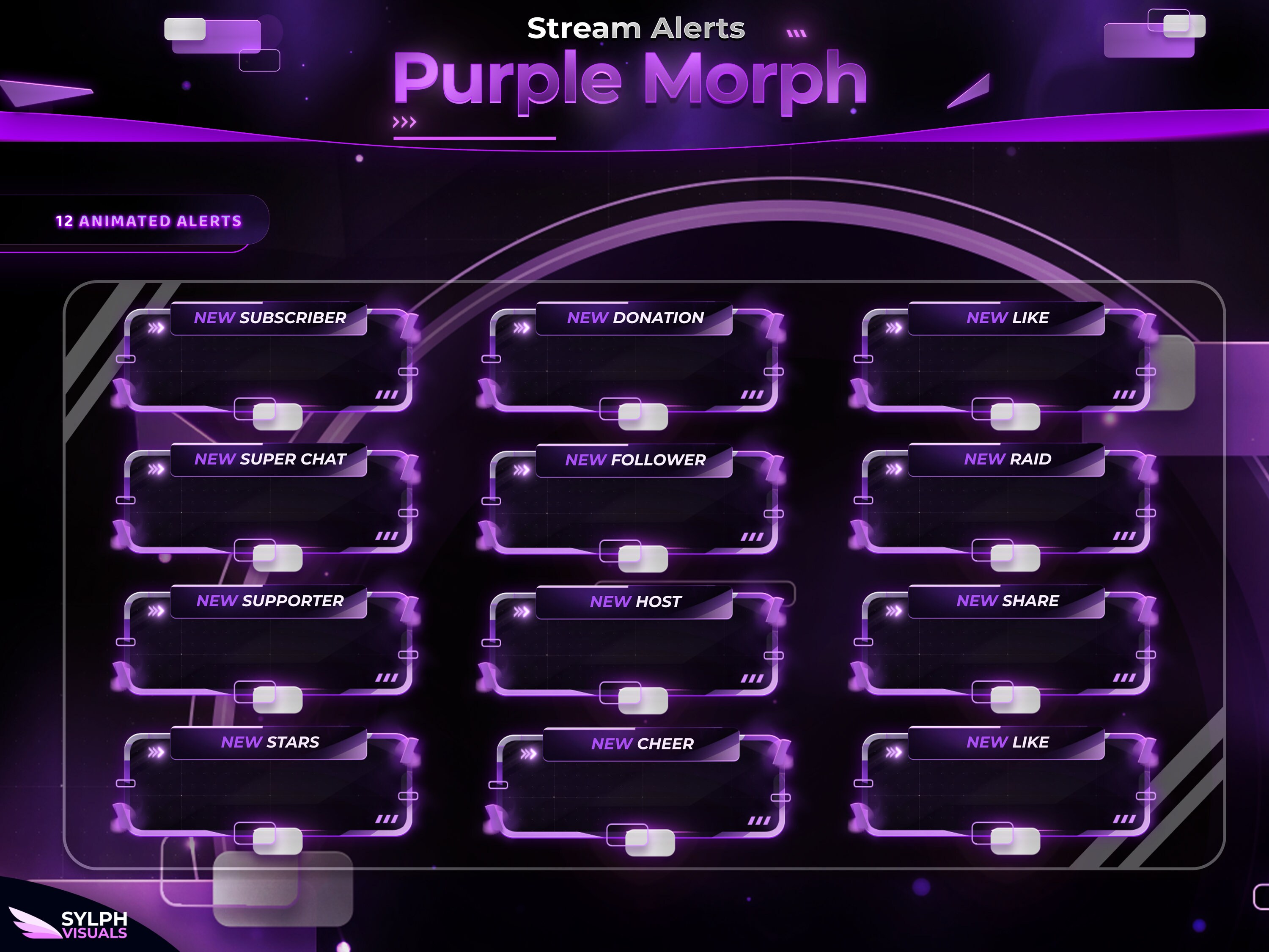 Twitch Animated Alerts - Purple Morph - Animated Alerts - Dark Alerts - Stream Alerts - Purple ...