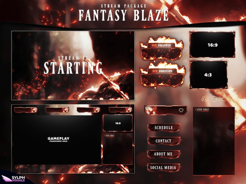 Stream Package Fantasy Blaze Twitch Overlay Animated Alerts Animated ...