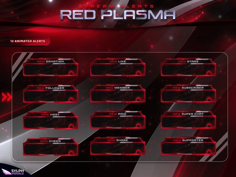 Stream Package Red Plasma - Twitch Overlay - Animated Alerts - Animated ...
