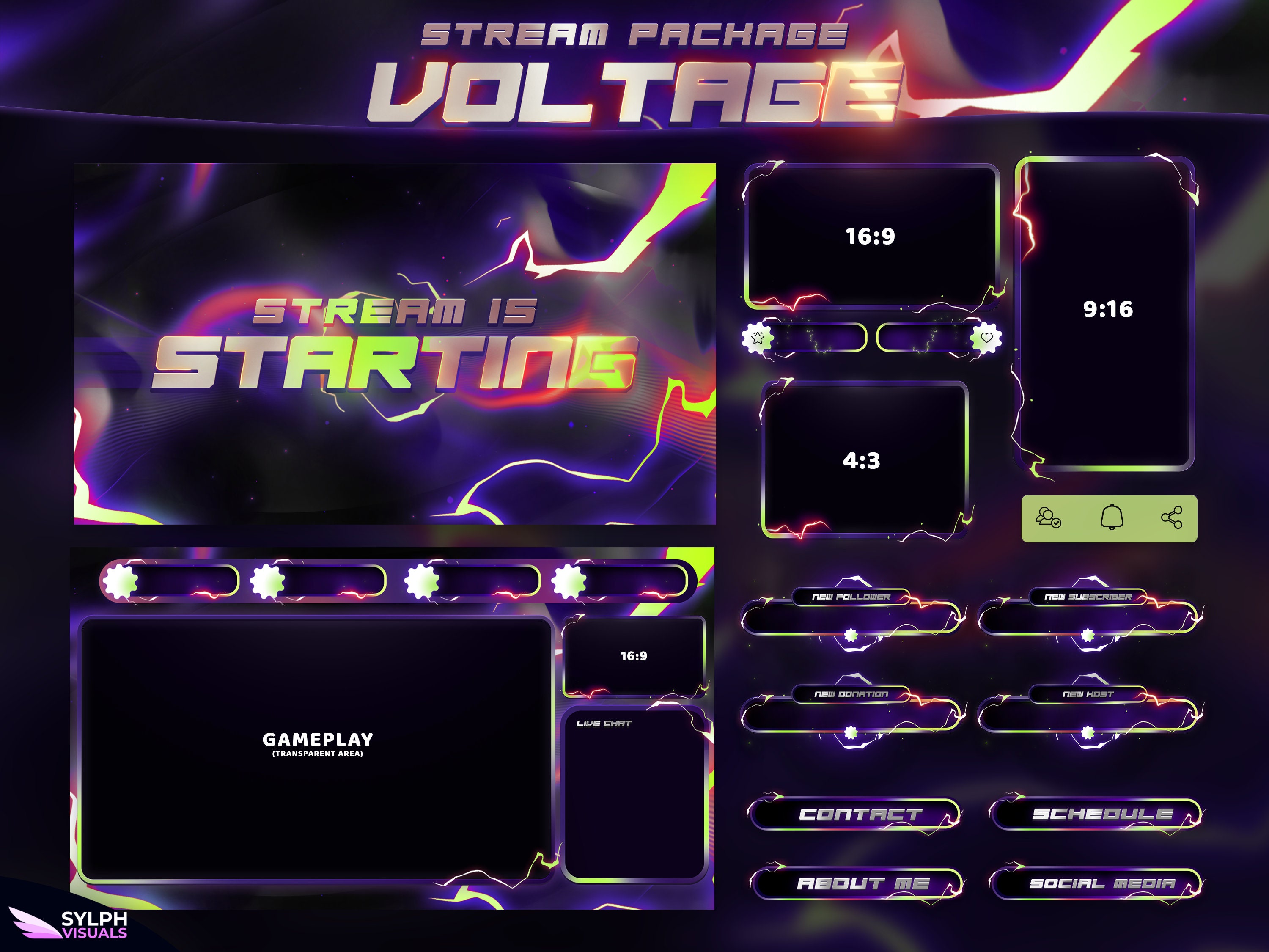 Voltage Twitch Overlay Animated Alerts Animated Screens Voltage Overlay ...