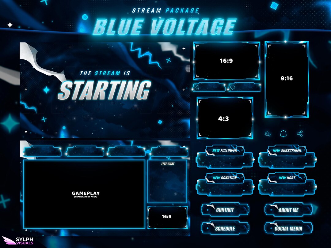 Blue Voltage - Twitch Overlay - Animated Alerts - Animated Screens ...