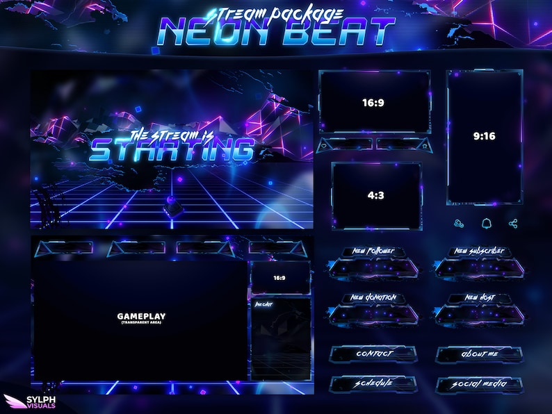 Neon Beat - Twitch Overlay - Animated Alerts - Animated Screens - Neon ...