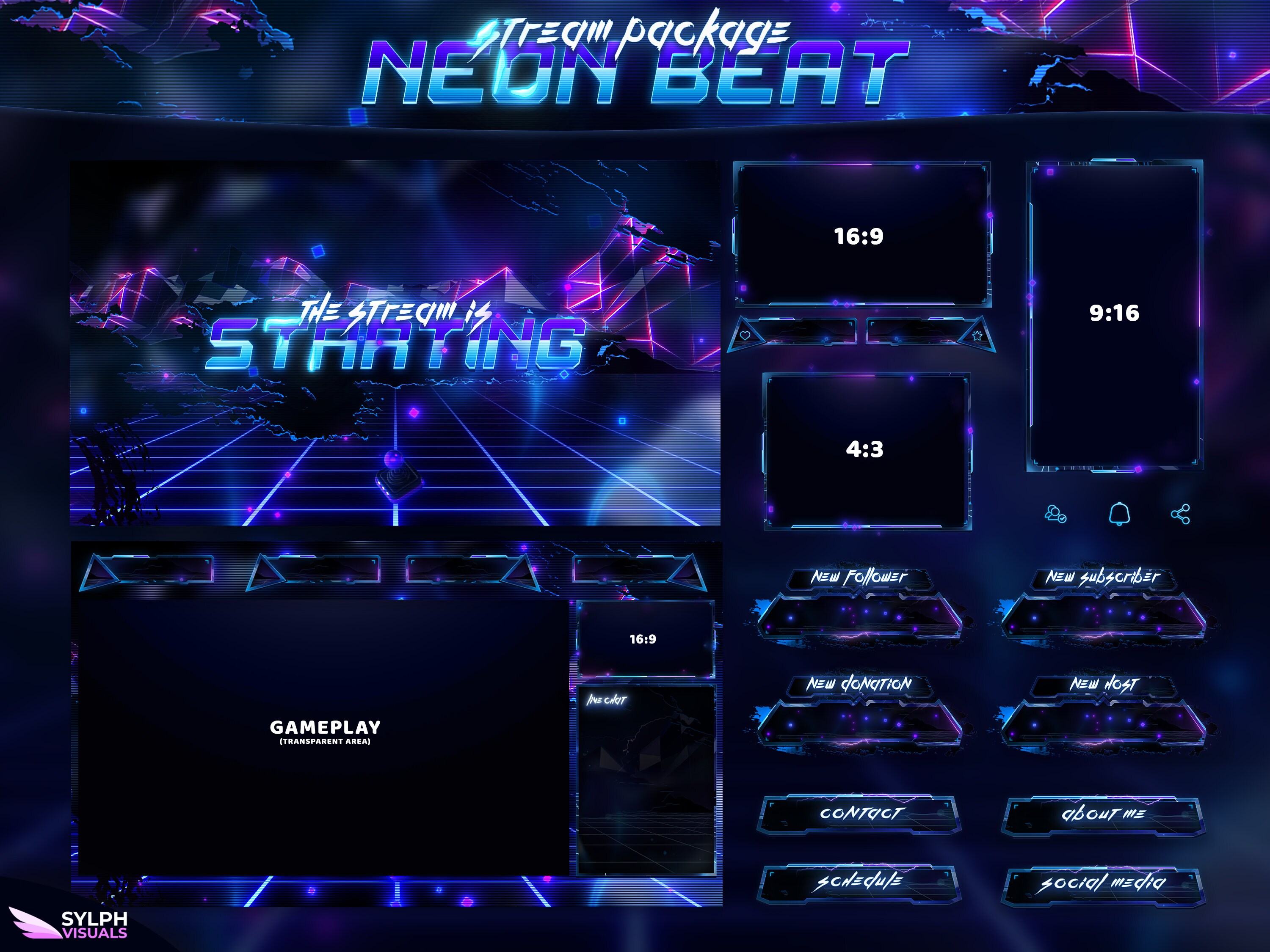 Neon Beat - Twitch Overlay - Animated Alerts - Animated Screens - Neon ...