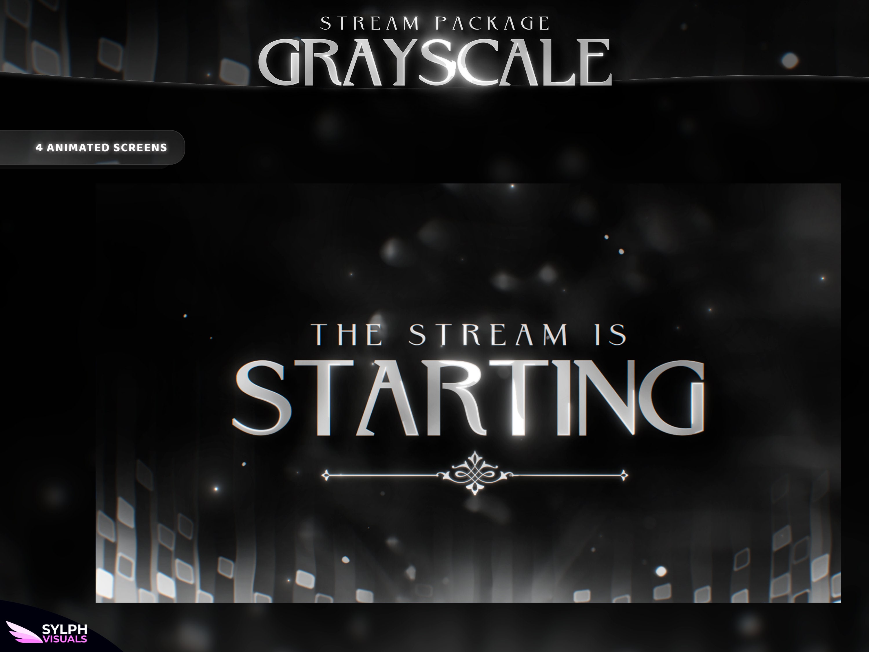 Grayscale - Twitch Overlay - Animated Alerts - Animated Screens - Dark ...
