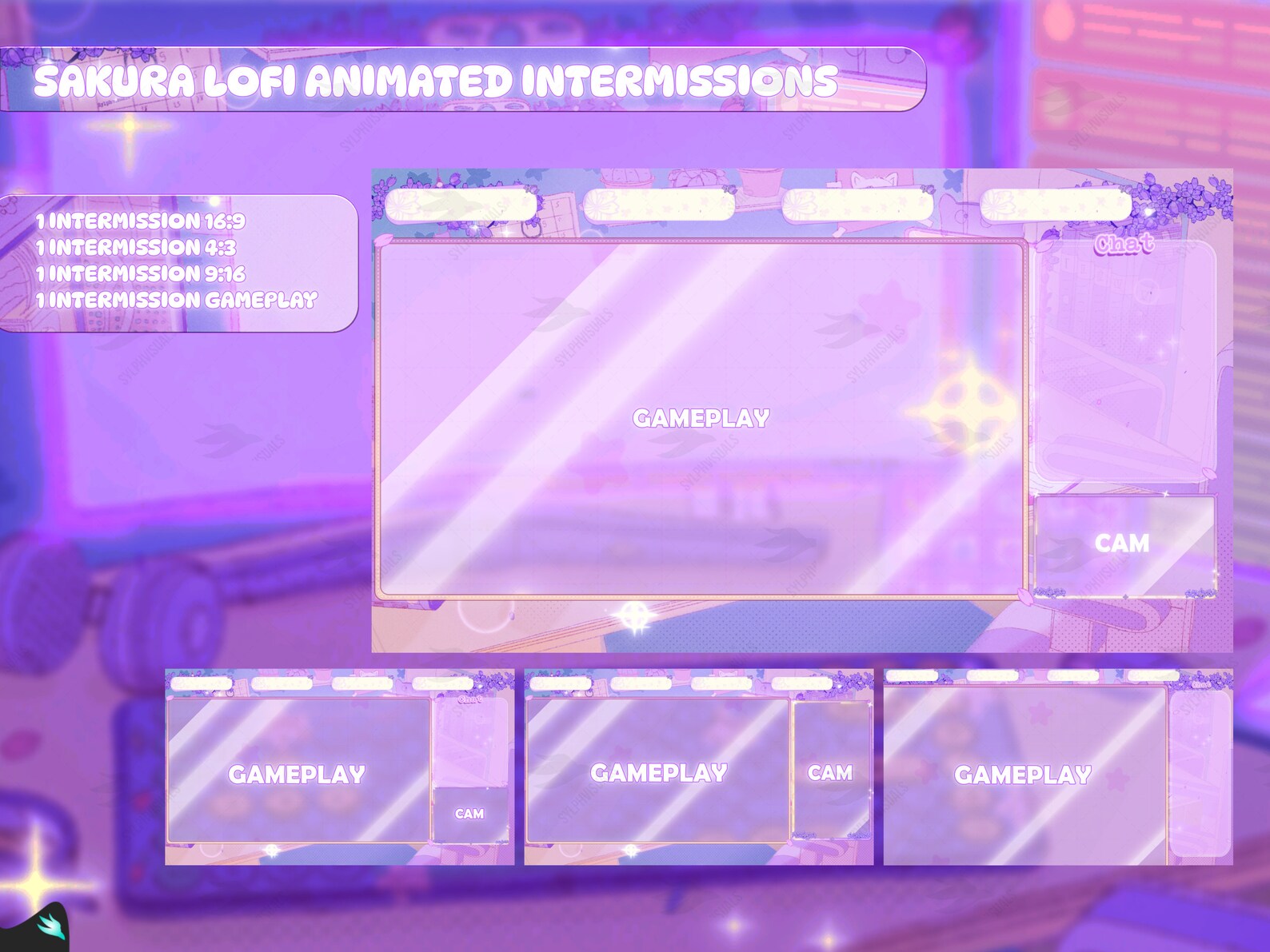 Stream Package Sakura Lofi Purple Twitch Overlay Animated - Etsy