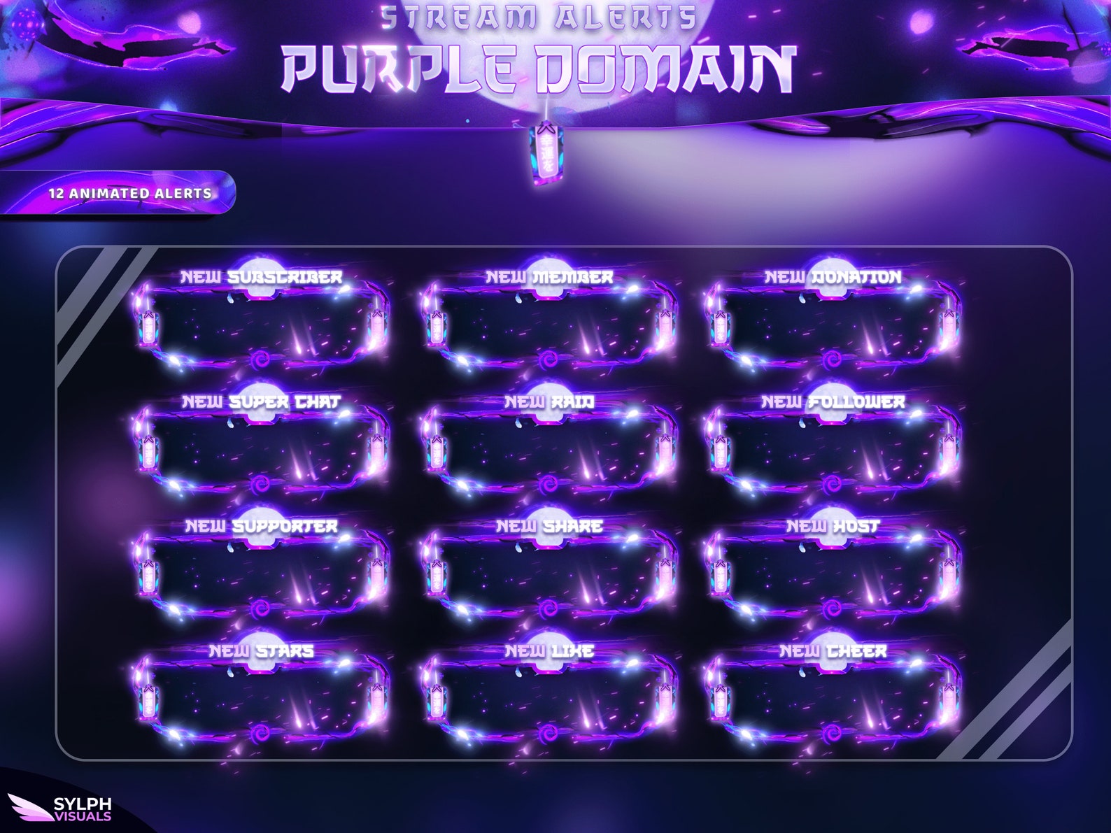 Purple Domain - Twitch Overlay - Animated Alerts - Animated Screens ...
