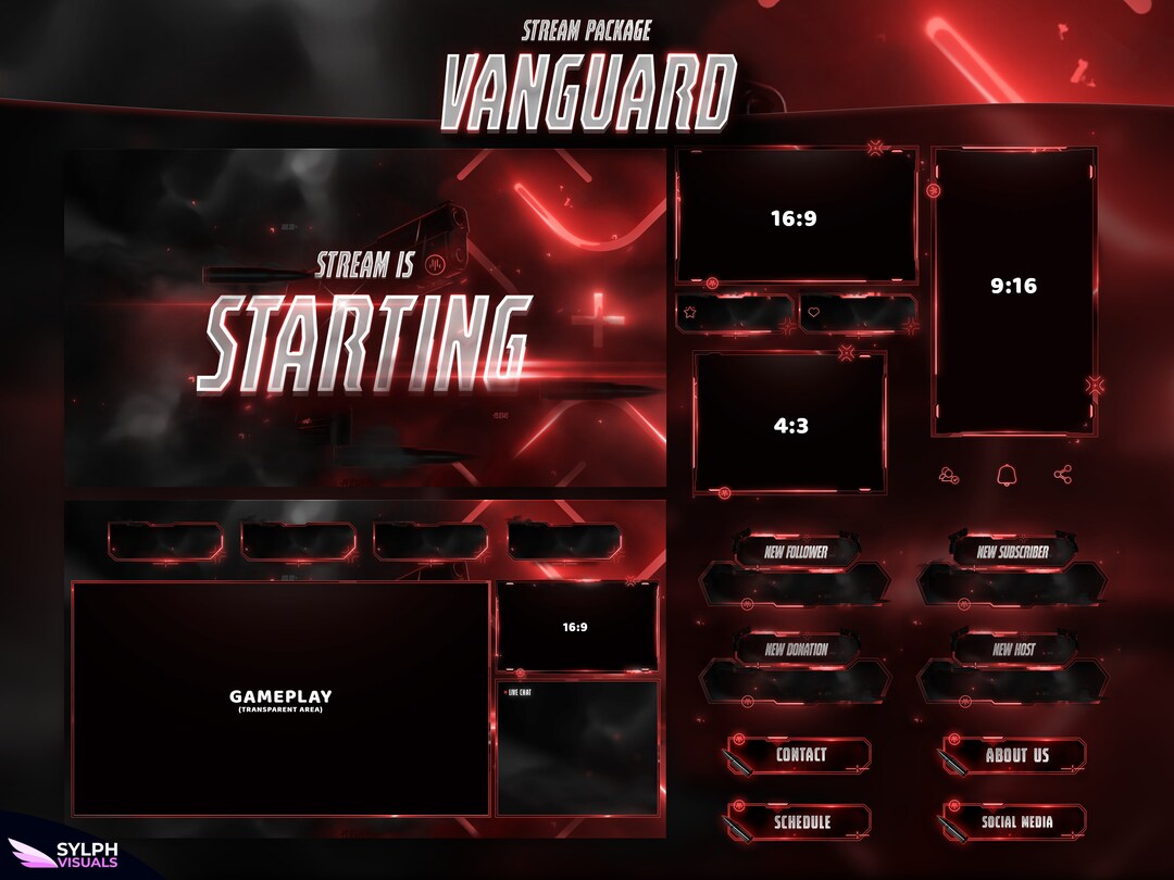 Vanguard - Twitch Overlay - Animated Alerts - Animated Screens - Red ...