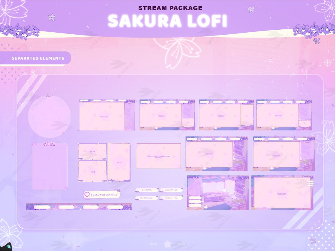 Stream Package Sakura Lofi Purple Twitch Overlay Animated - Etsy