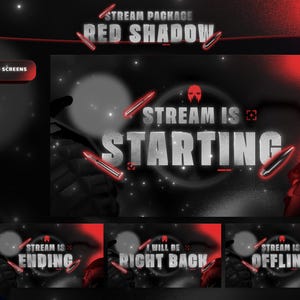 Red Shadow - Twitch Overlay - Animated Alerts - Animated Screens - Dark ...