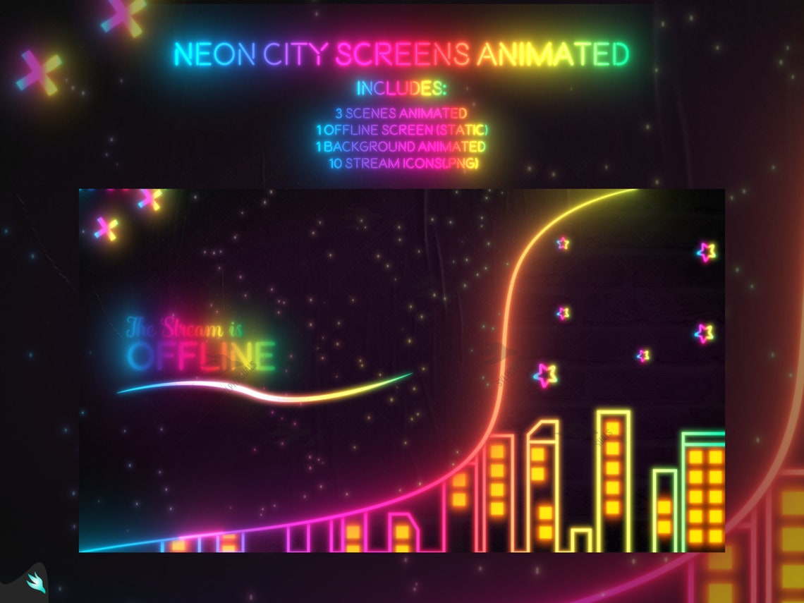 Twitch Overlay Neon City Stream Screens Animated - Etsy