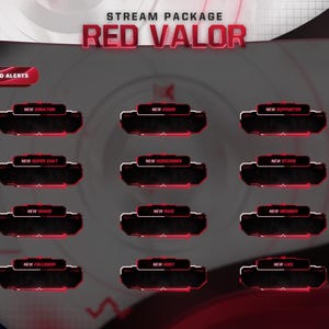 Red Valor - Twitch Overlay - Animated Alerts - Animated Screens - Red ...