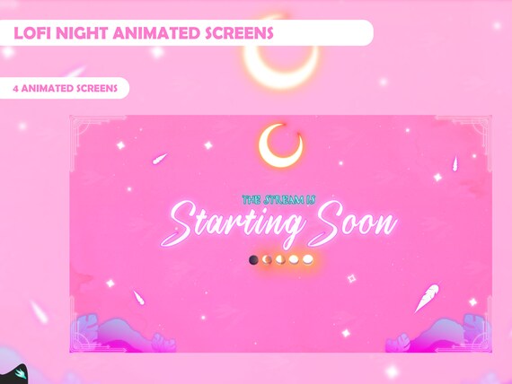 Twitch Overlay Lofi Night Screens Animated Aesthetic | Etsy