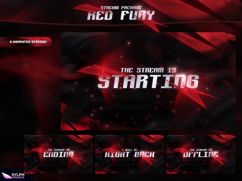 Red Fury - Twitch Overlay - Animated Alerts - Animated Screens - Red ...