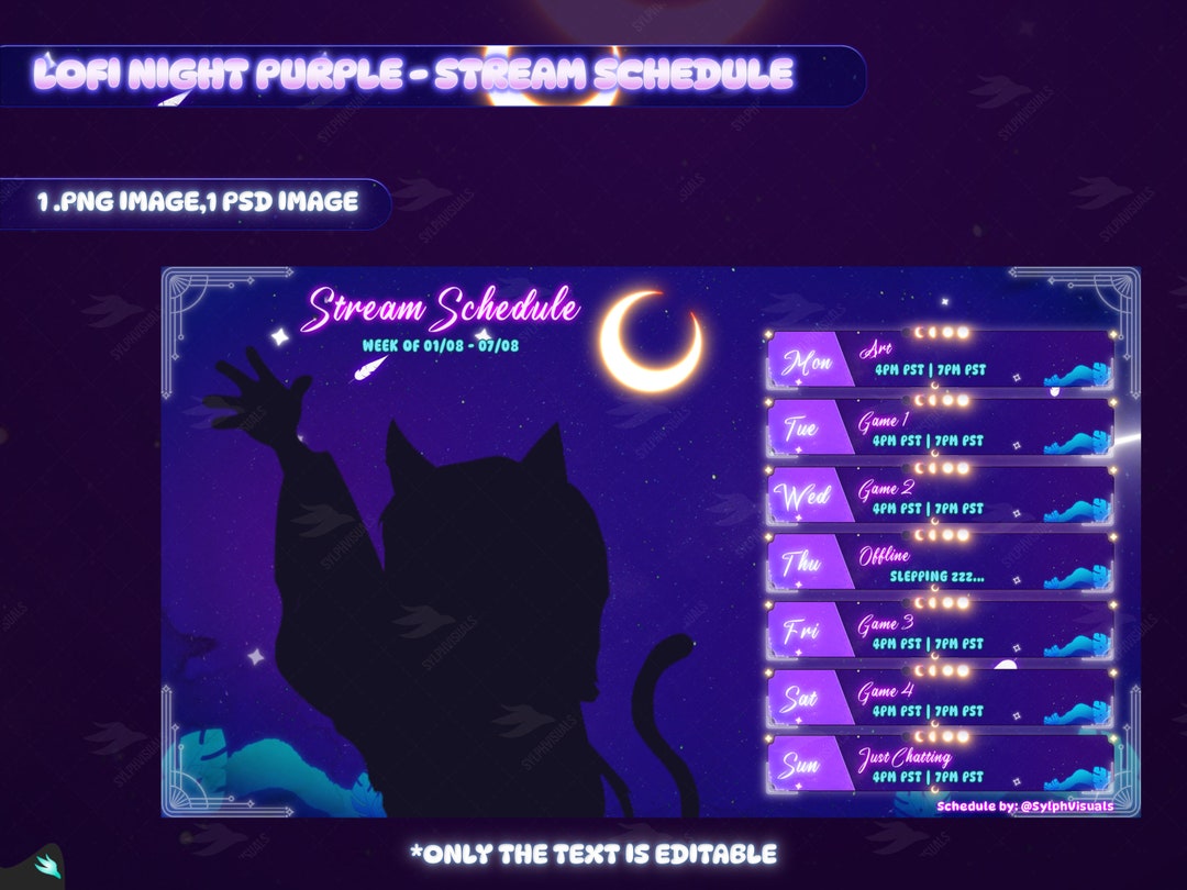 Lofi Night Stream Schedule | Schedule Twitch Template | Weekly Twitch ...