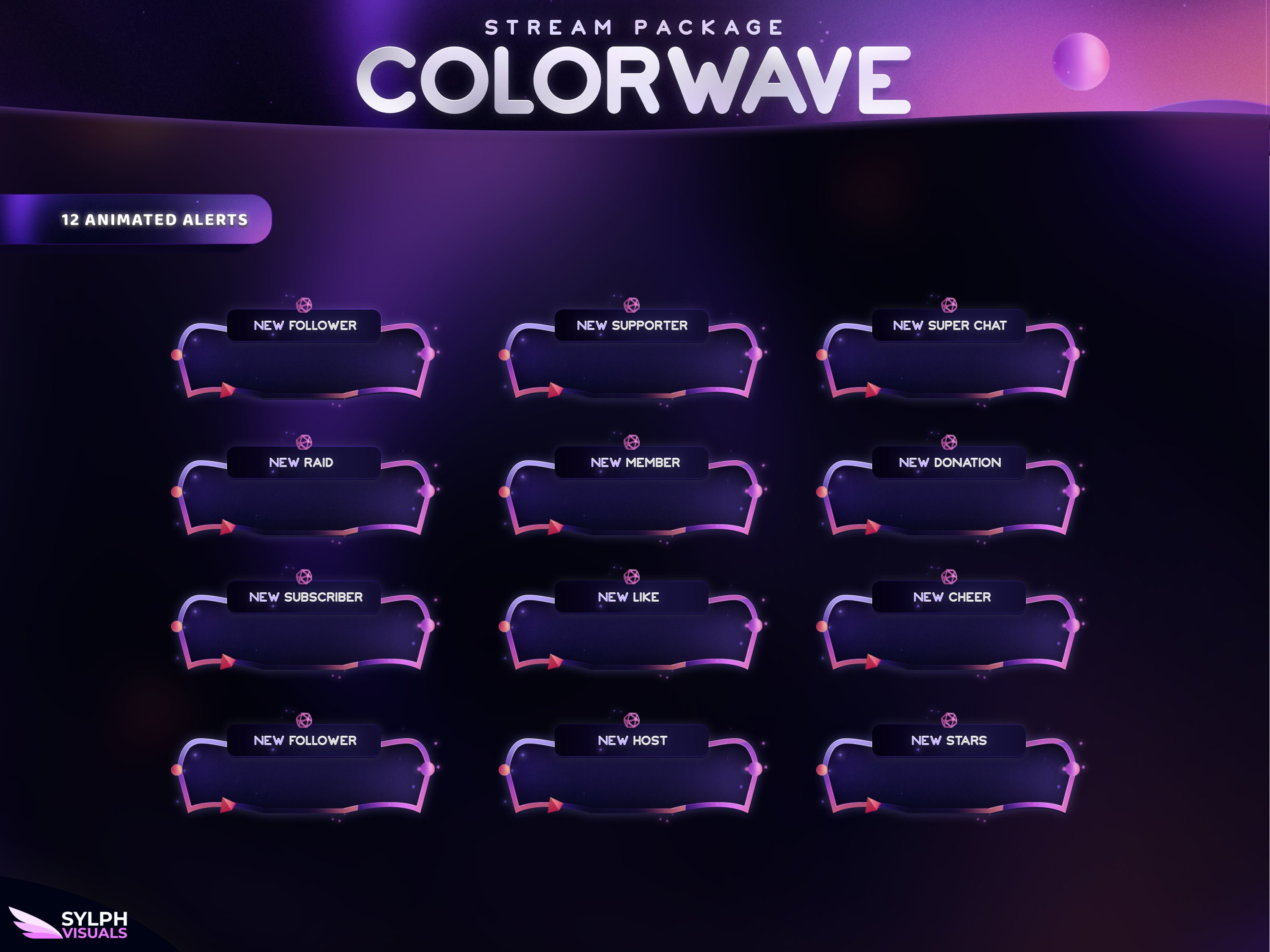 Colorwave Twitch Overlay Animated Alerts Animated Screens Panels Space ...