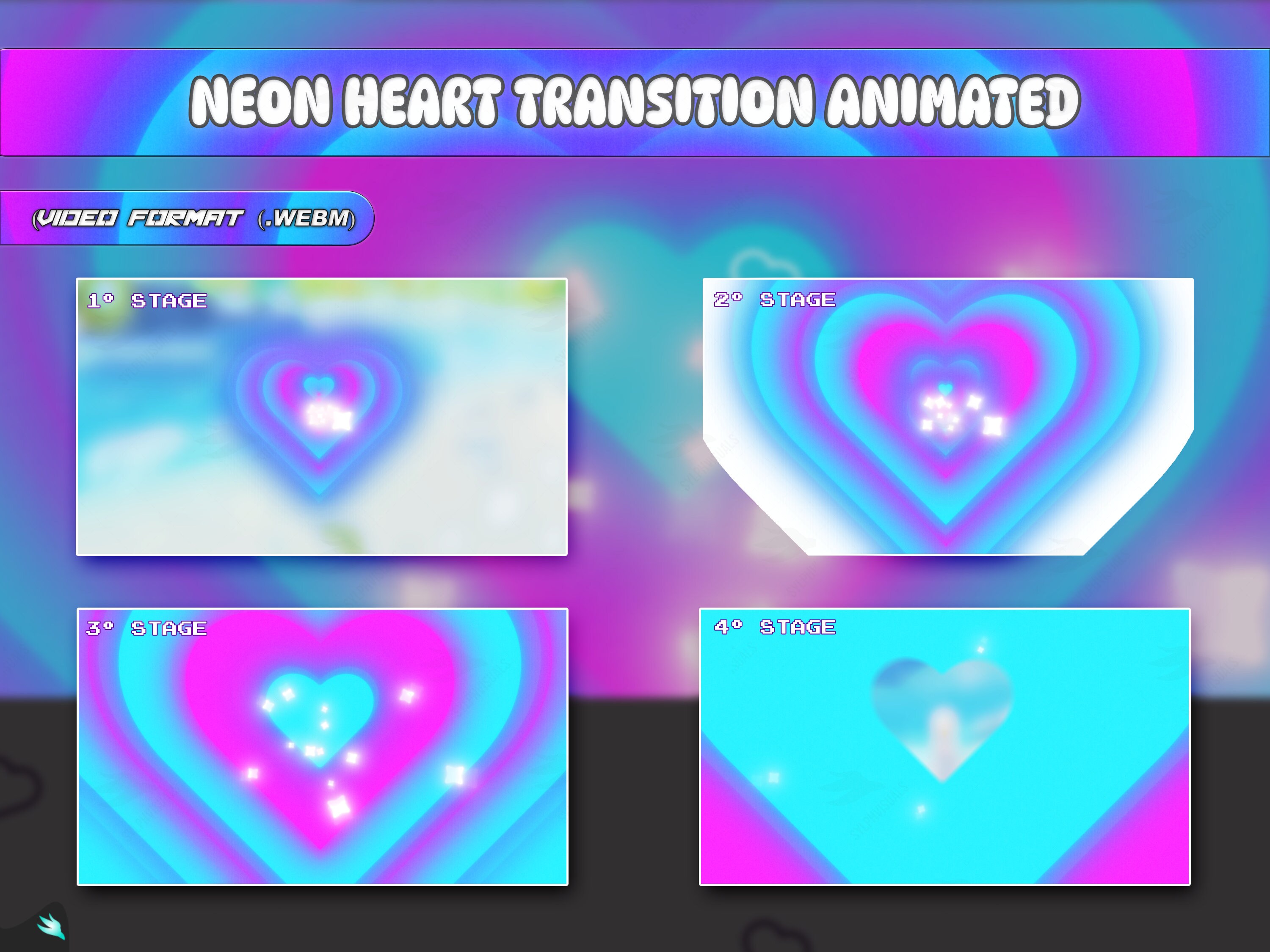 Neon Heart Transition | Twitch Stream Stinger | Cute Transition | Pink ...