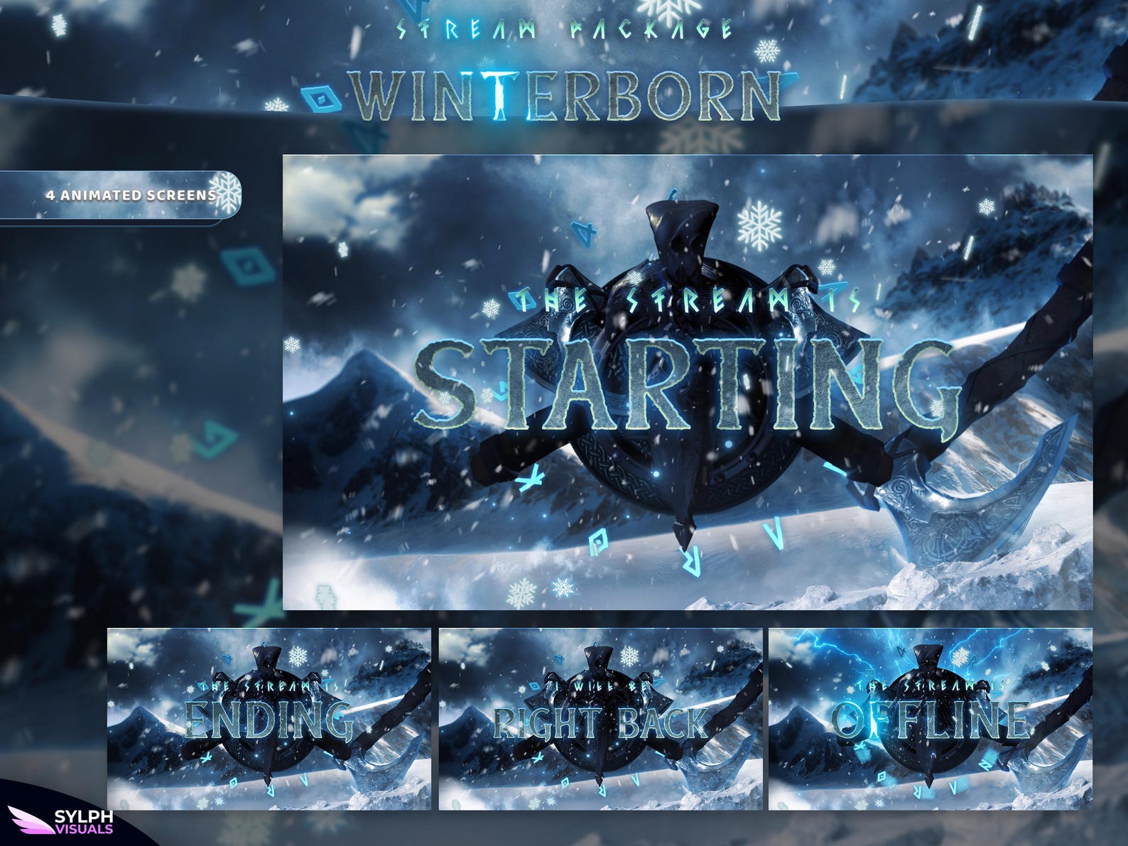 Winterborn - Twitch Overlay - Animated Alerts - Animated Screens - Blue ...