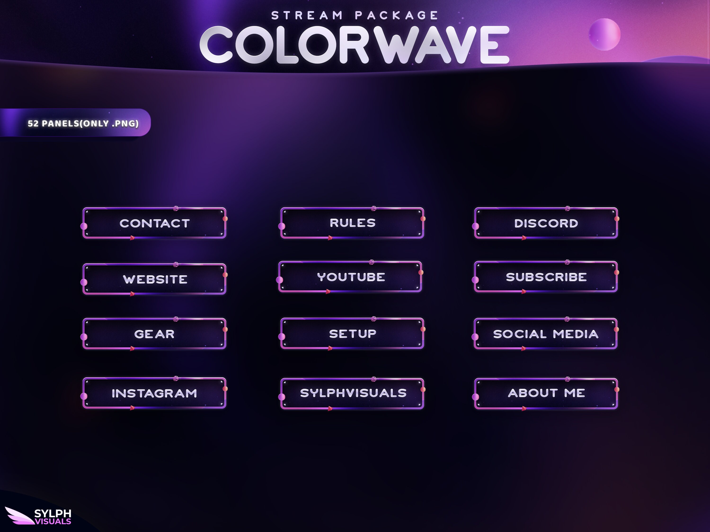 Colorwave Twitch Overlay Animated Alerts Animated Screens Panels Space ...